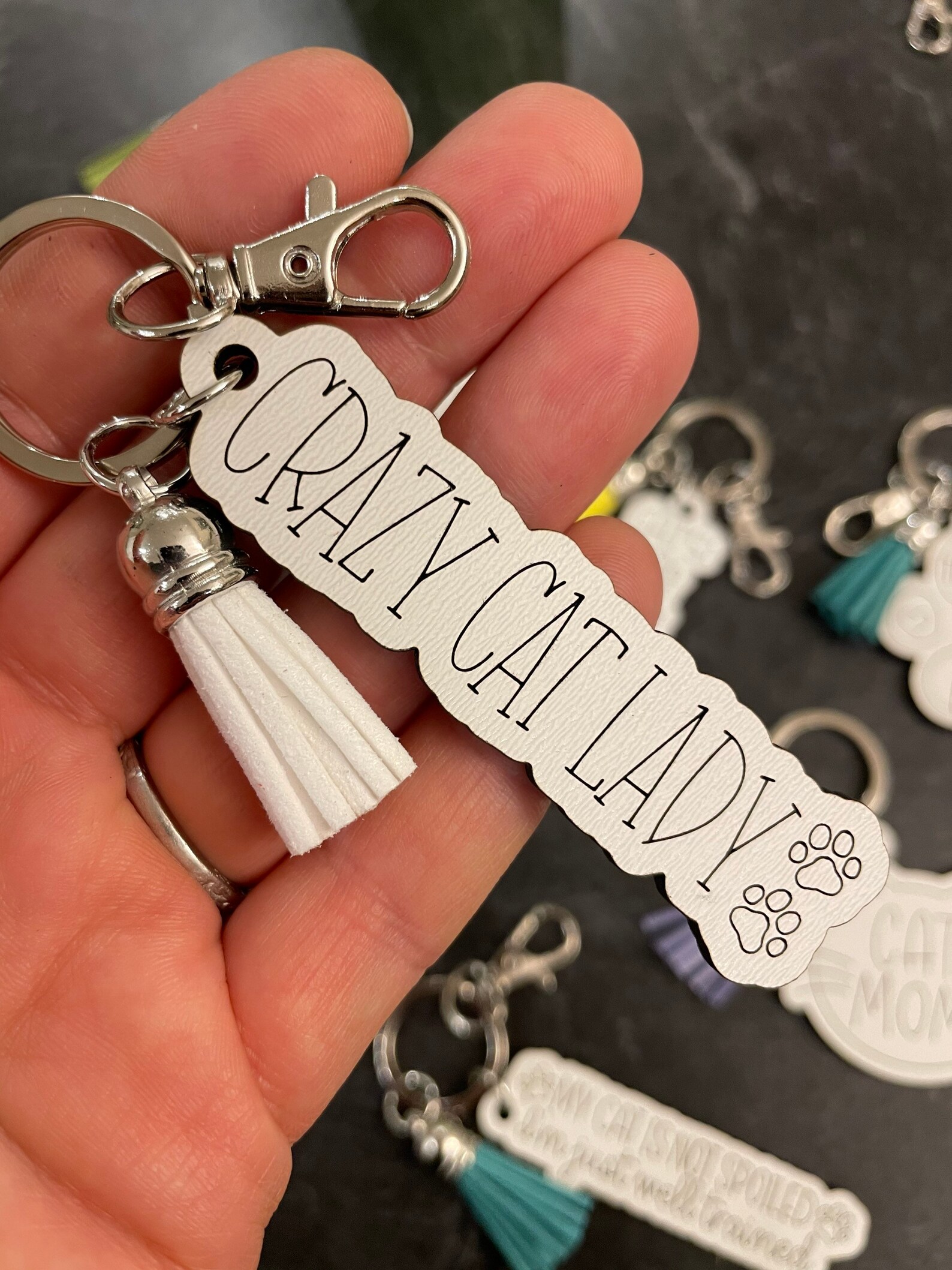 Cat Lover Keychain - Choose Your Design - Cat Owner Paw Prints Toe ...