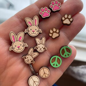 PAWPRINT, BUNNY, PEACE Sign Earrings Svg Pdf Laser Cut File Easter ...