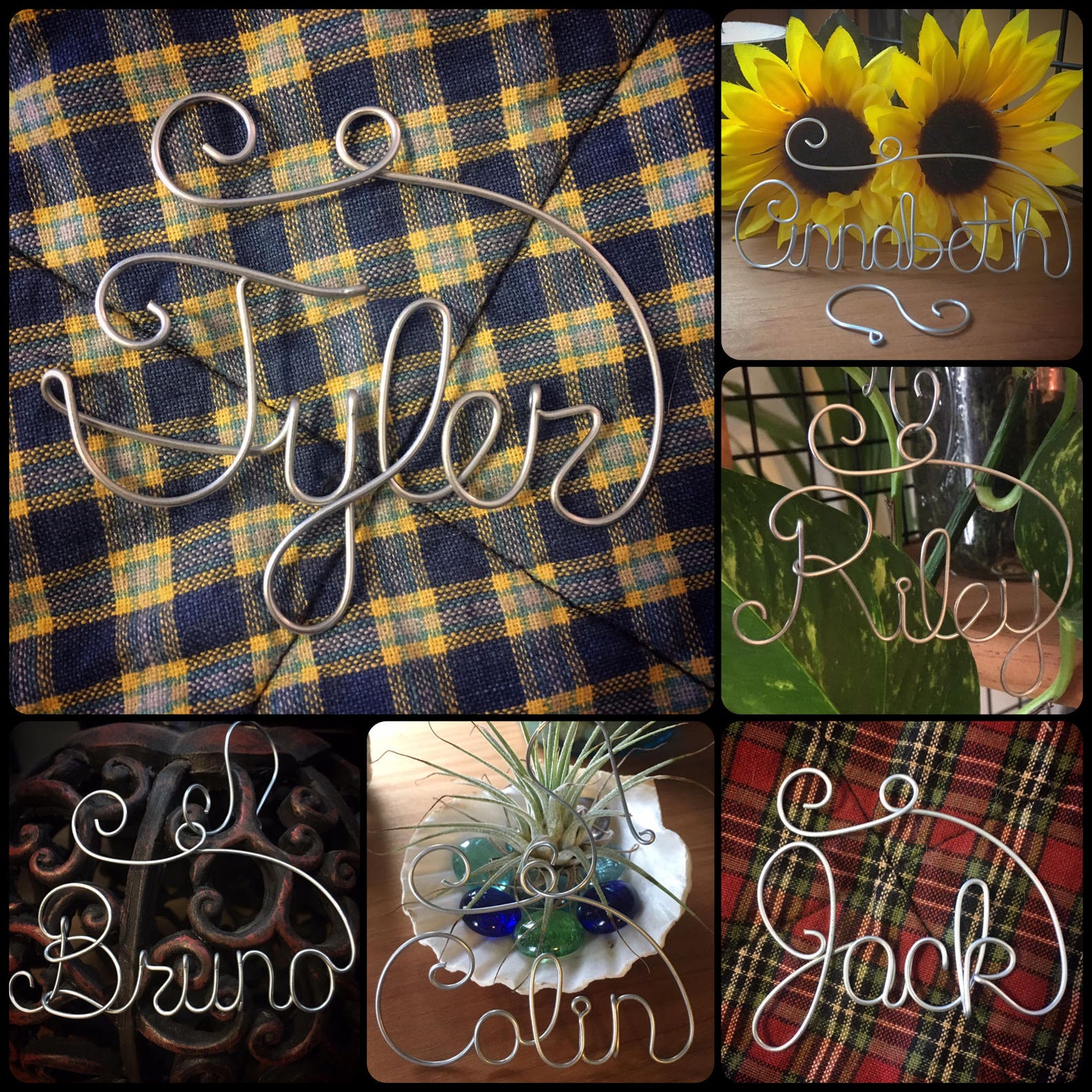 Wire Name or Word Art Car Charm Ornament Decor. Cursive | Etsy