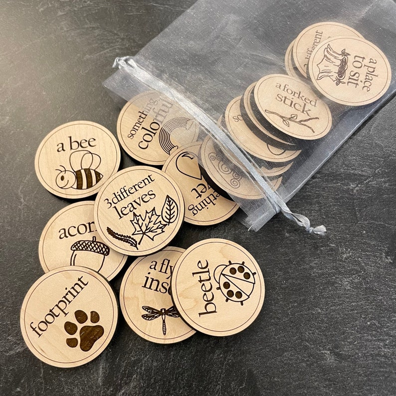 Scavenger Hunt or Nature Walk Tokens Coins Round Chips Nature - Etsy