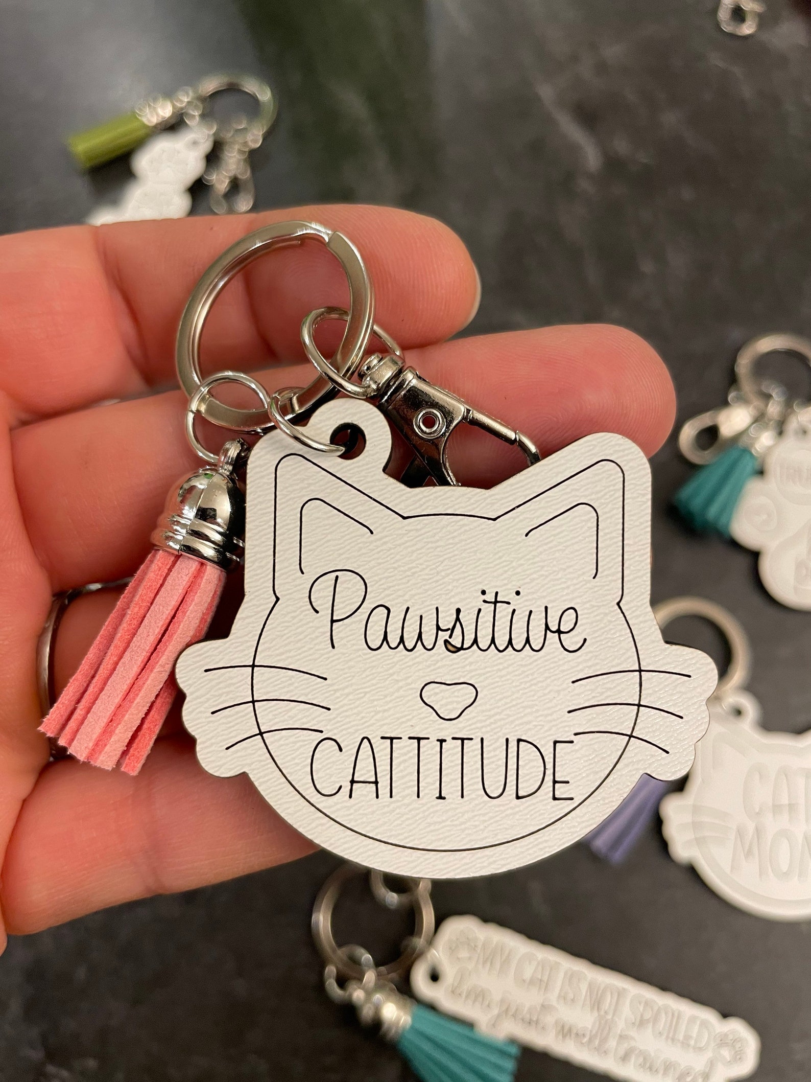 Cat Lover Keychain - Choose Your Design - Cat Owner Paw Prints Toe ...