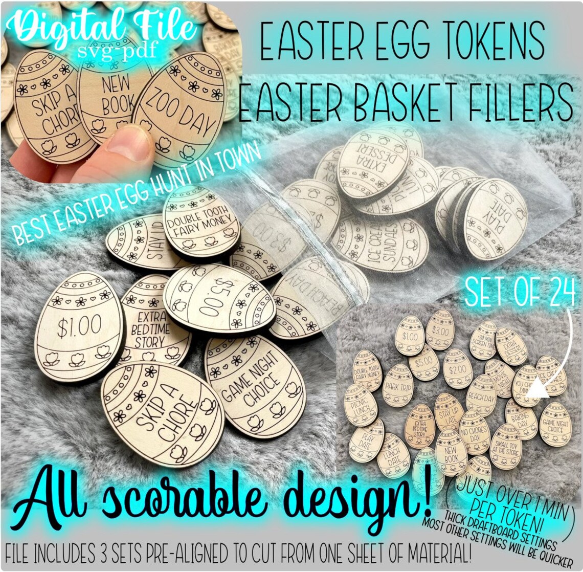 EASTER BASKET TOKENS Svg Pdf Cut File Easter Egg Prizes Reward - Etsy