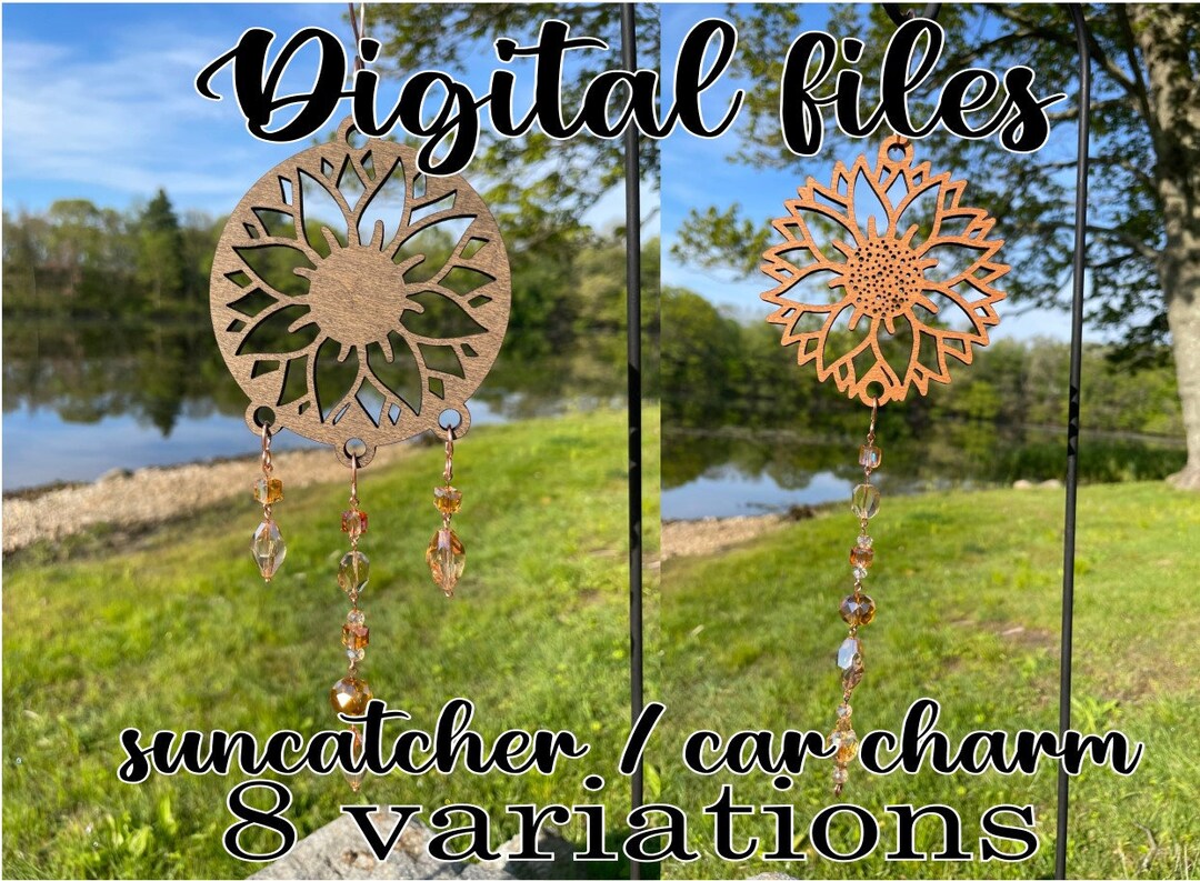 SUNFLOWER Set of 8 Suncatcher SVG DXF Cut File Sun Catcher Car Charm ...