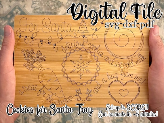 SANTA COOKIE TRAY Svg Pdf Christmas Eve Cookies and Milk - Etsy
