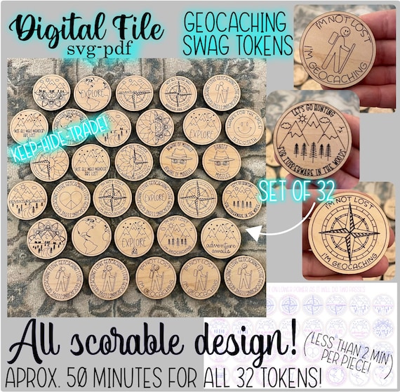 GEOCACHING SWAG TOKENS Svg Pdf Cut File Tradeable Coins Round | Etsy