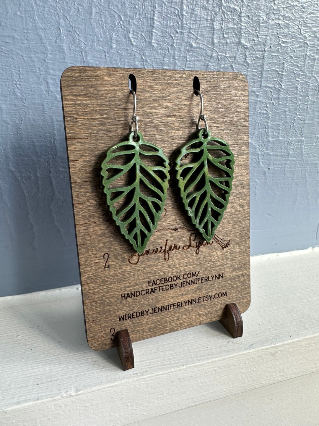Leaf Earrings Laser Cut And Engraved Acrylic Lightweight Dangle