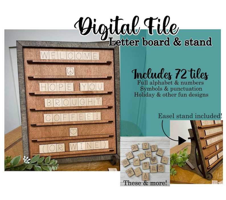 LETTER / MESSAGE BOARD Svg Stand and 72 Different Tiles | Etsy