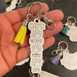 Cat Lover Keychain - Choose Your Design - Cat Owner Paw Prints Toe ...