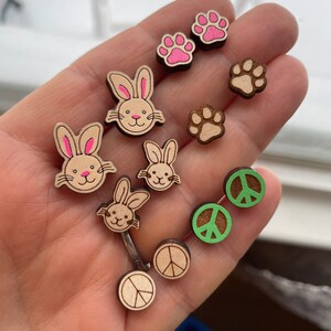 PAWPRINT, BUNNY, PEACE Sign Earrings Svg Pdf Laser Cut File Easter ...