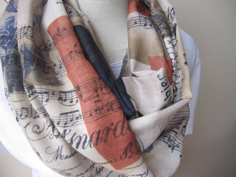 Music Scarf, Music Notes Scarf, Music Text Print Scarf, Music Writing ...