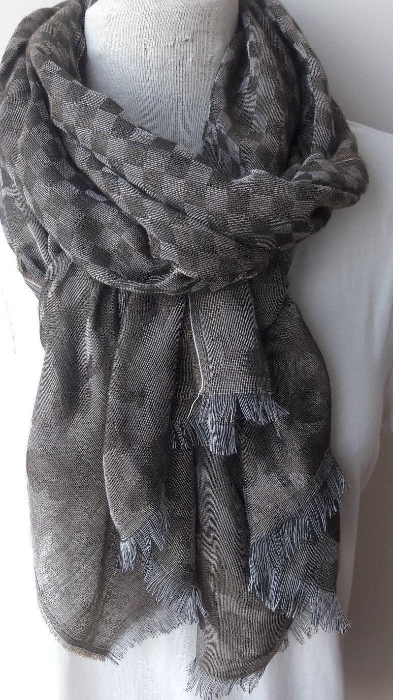 Camo Scarf Camouflage Scarf Plaid Scarf Gray Khaki Army - Etsy