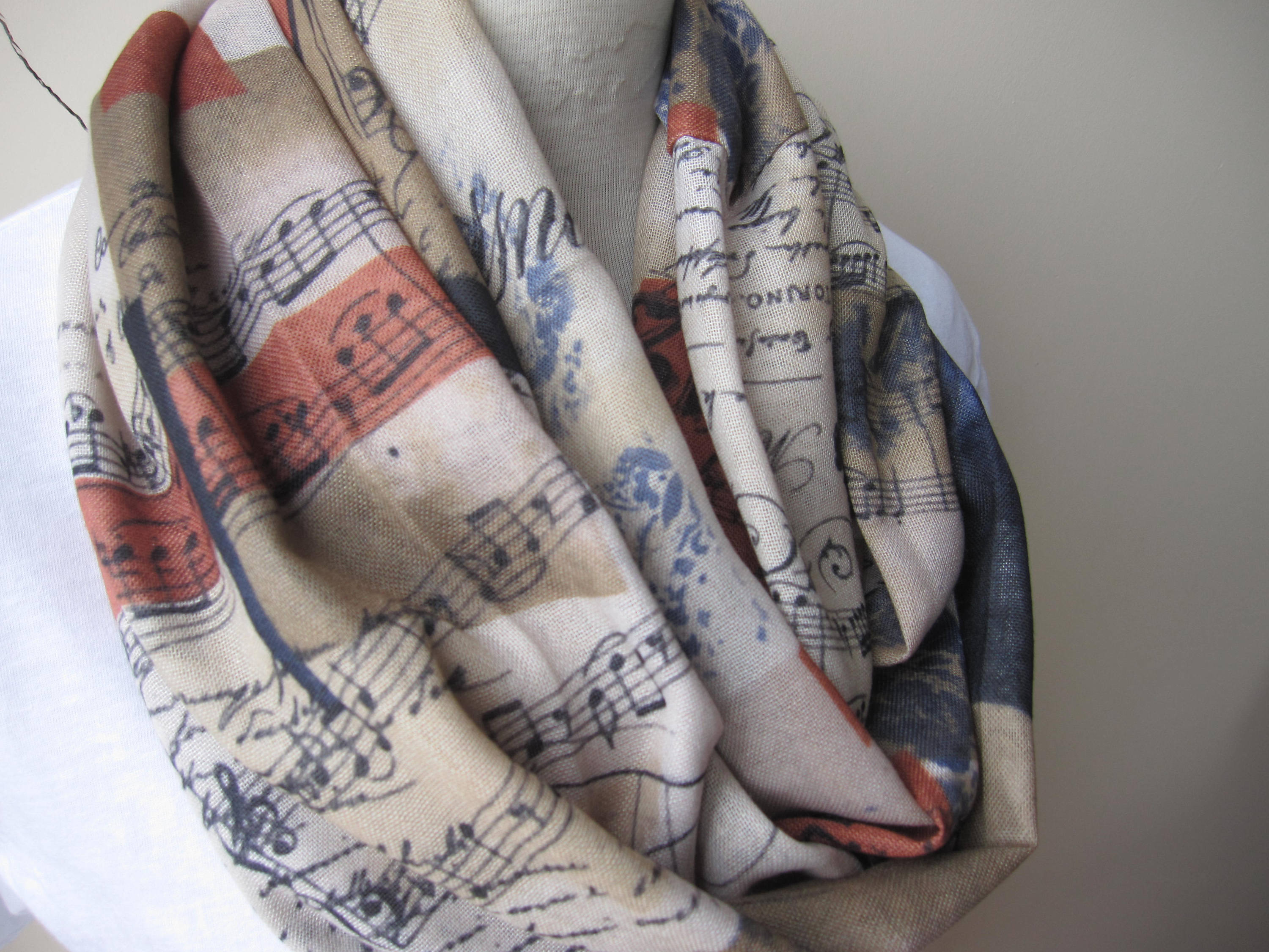 Music Scarf Music Notes Scarf Musical Text Print Scarf - Etsy