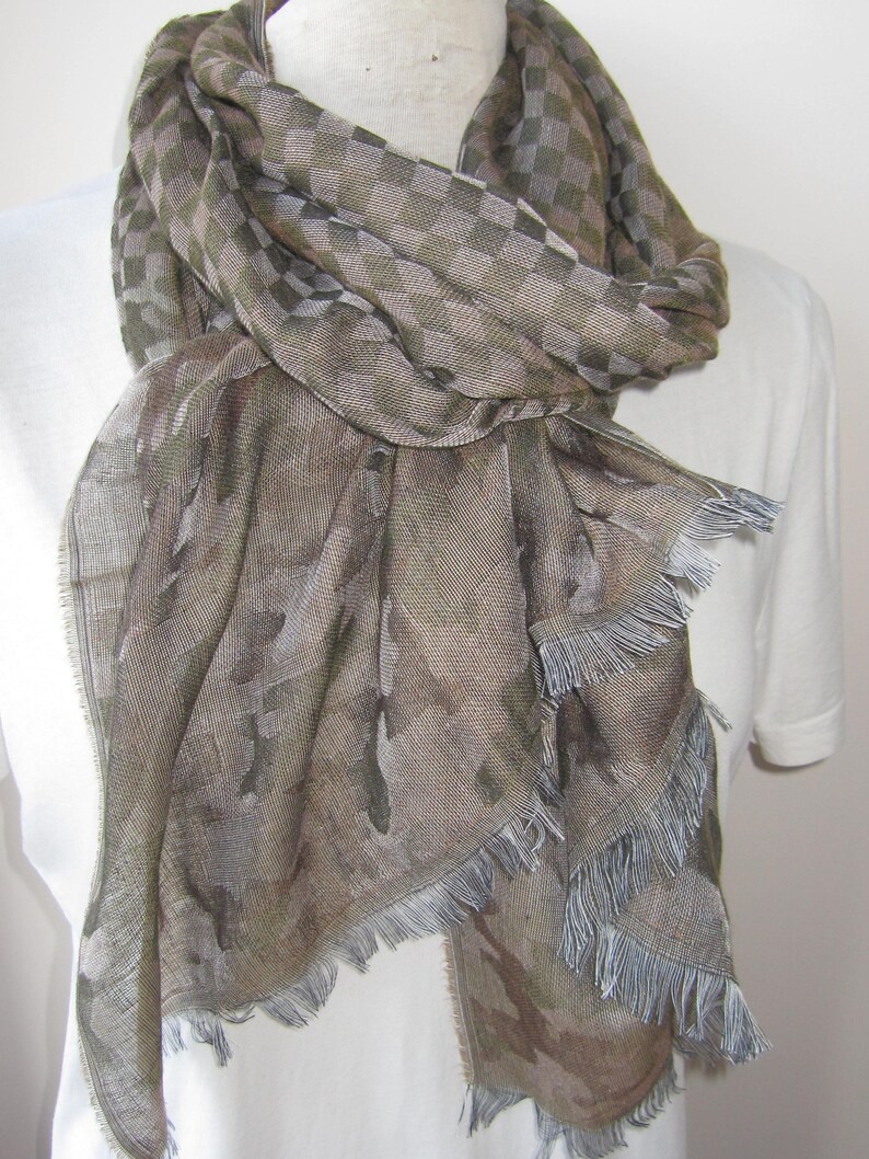 Camo Scarf, Camouflage Scarf, Plaid Scarf Gray Khaki Army Green Army ...