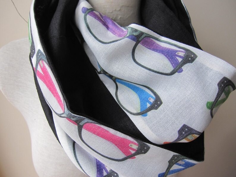 Eyeglasses Pattern Scarf, Eyeglass Infinity Scarf, 2023 Woman Fashion ...