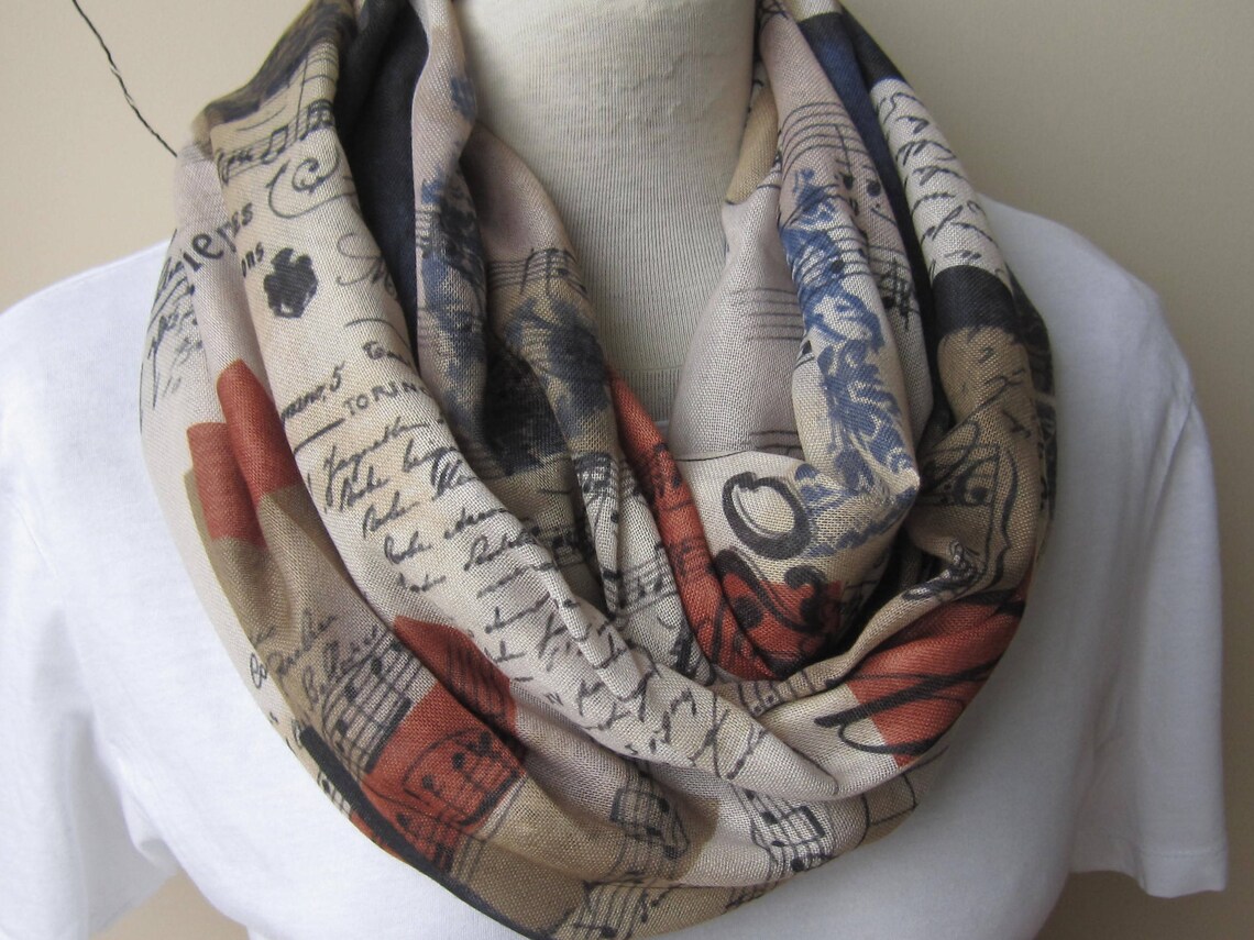 Music Scarf Music Notes Scarf Music Text Print Scarf Music - Etsy