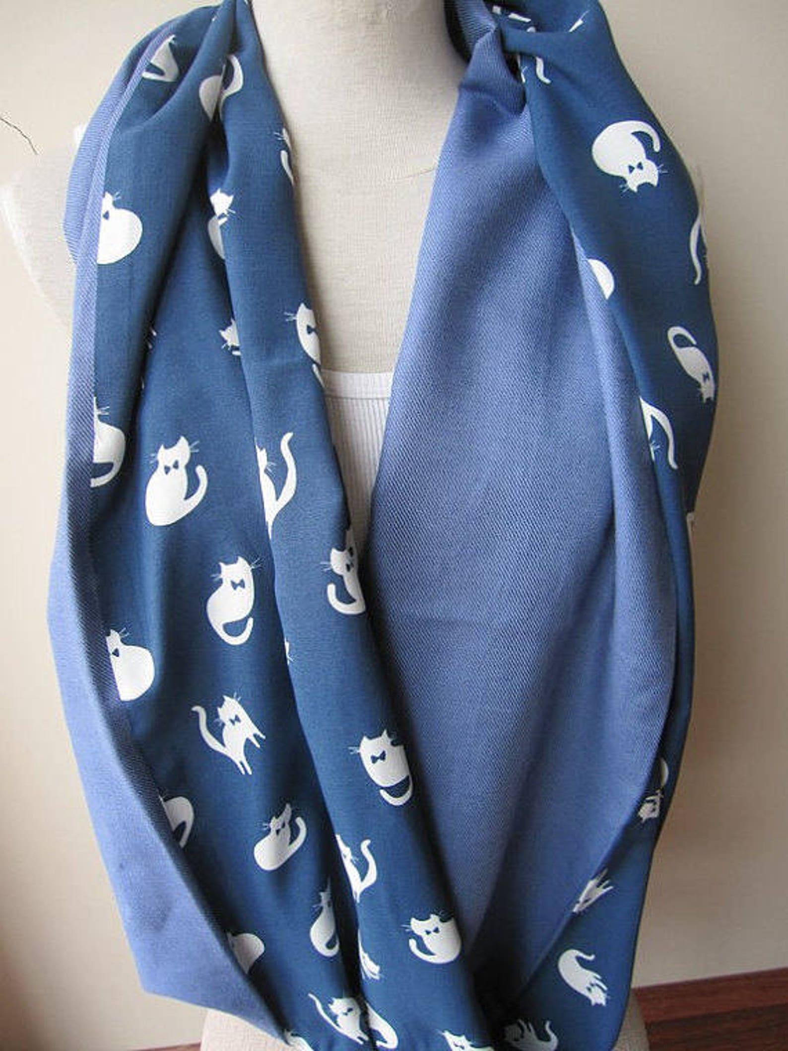 Cat Scarf-animal Scarves-men's women's Scarves-blue - Etsy