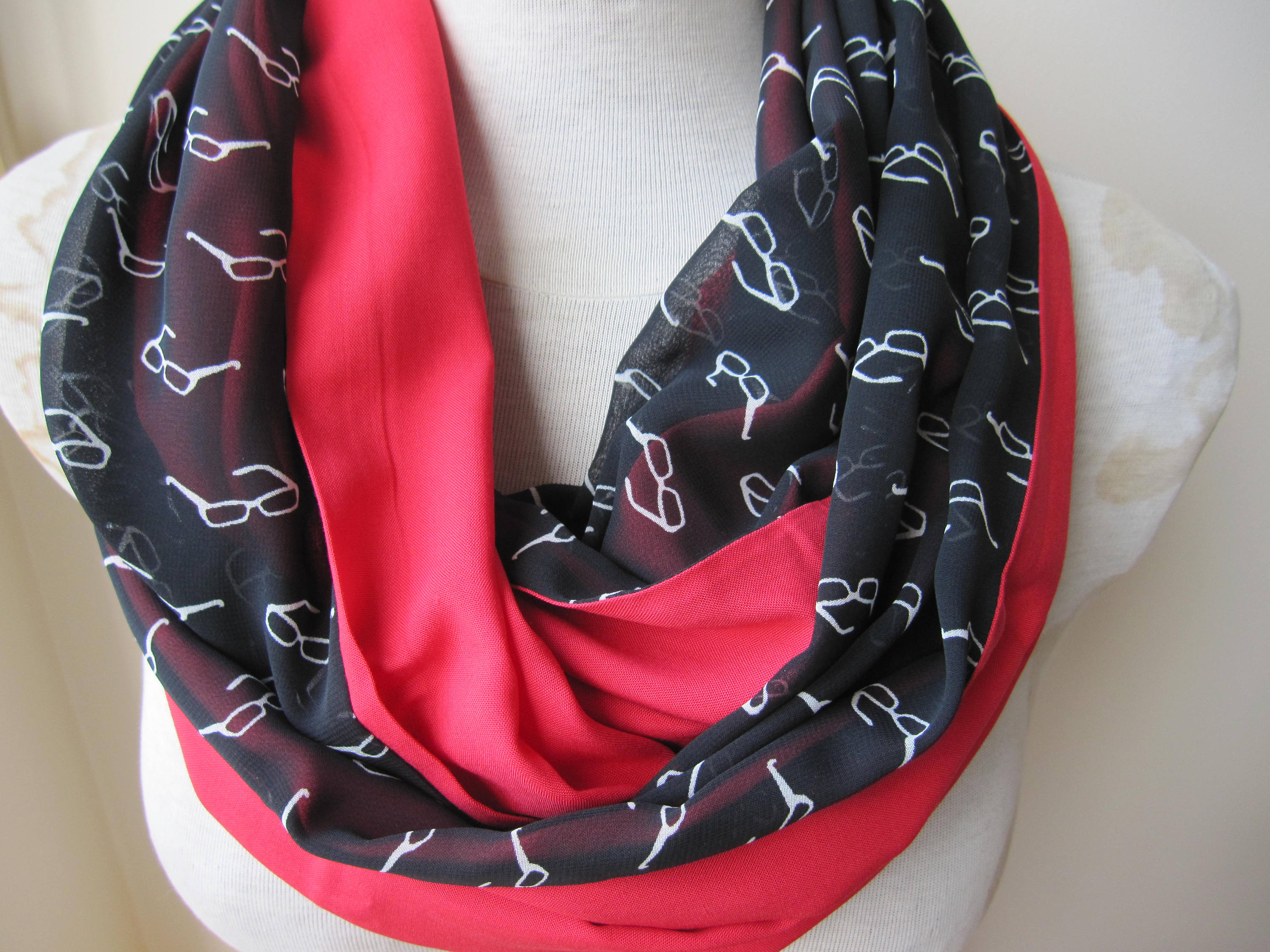 Eyeglasses Pattern Long Scarf Eyeglass Infinity Geeky Scarf - Etsy