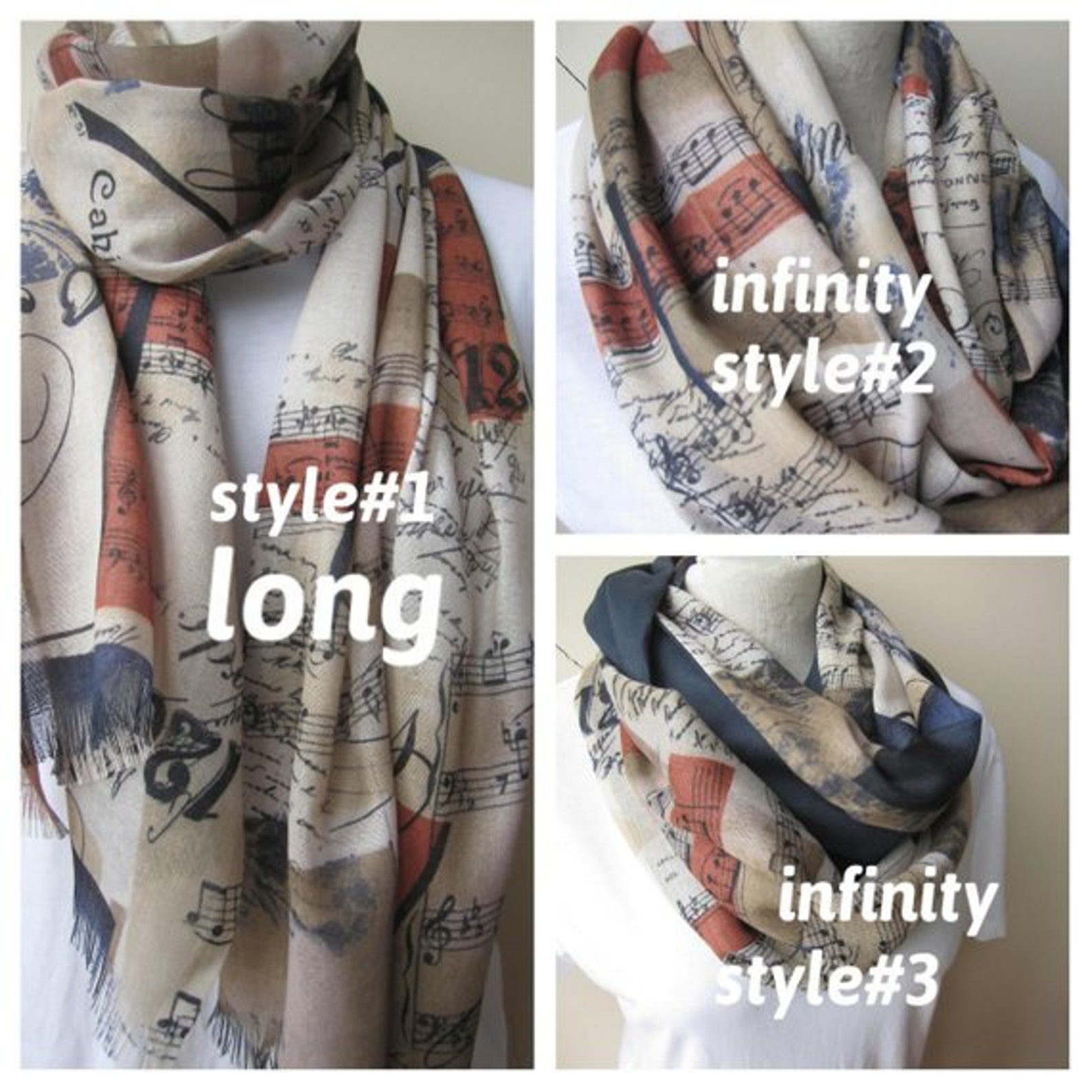 Music Scarf Music Notes Scarf Musical Text Print Scarf - Etsy