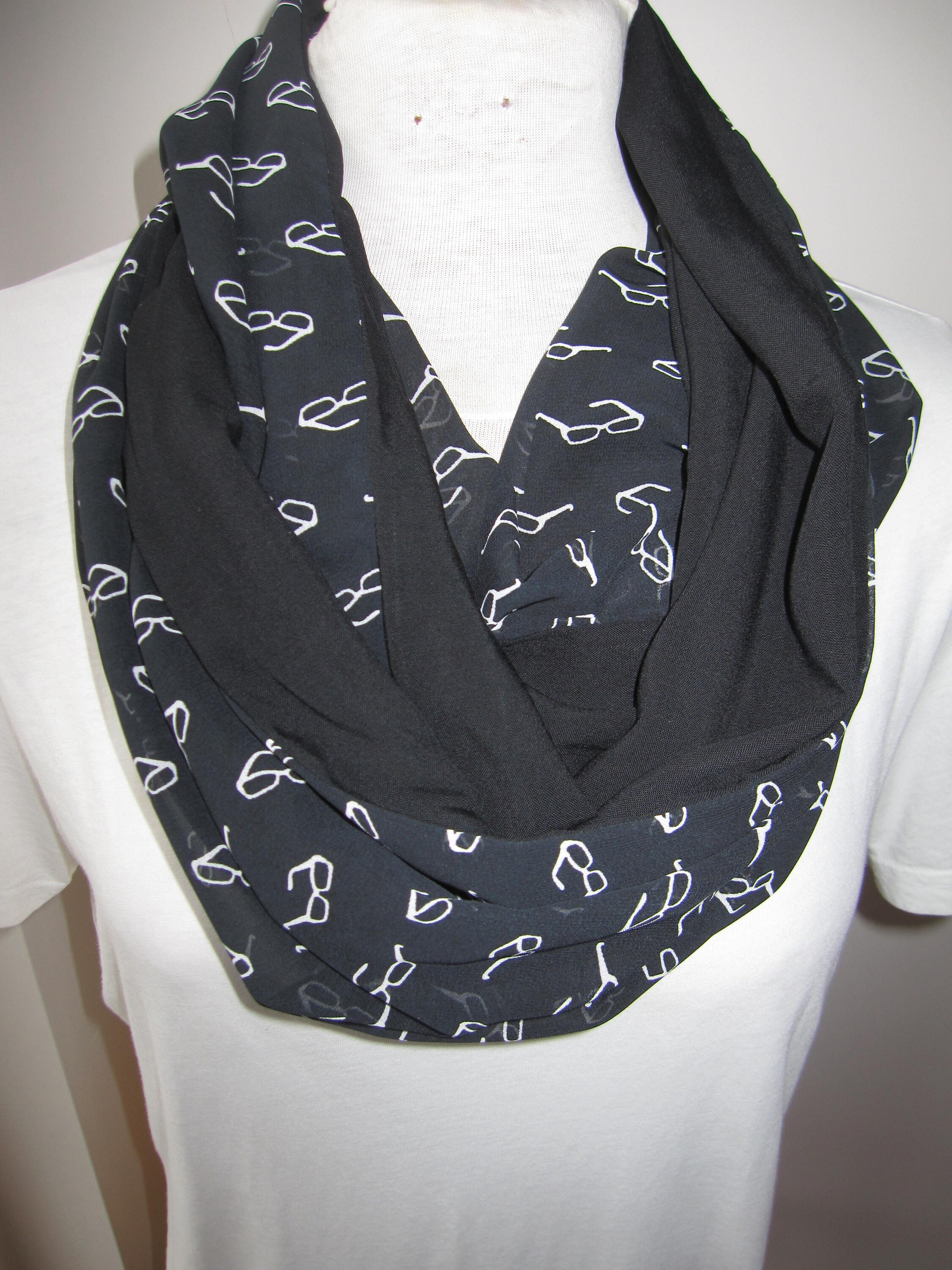 Eyeglasses Pattern Long Scarf Eyeglass Infinity Geeky Scarf - Etsy