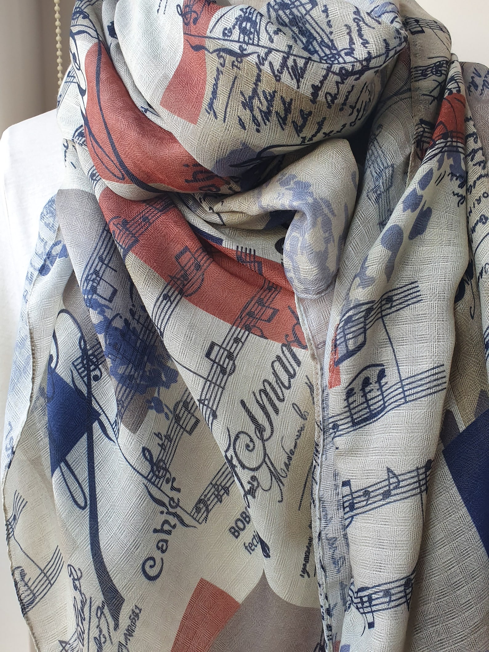 Music Scarf, Music Notes Scarf, Musical Text Print Scarf, Music Writing ...