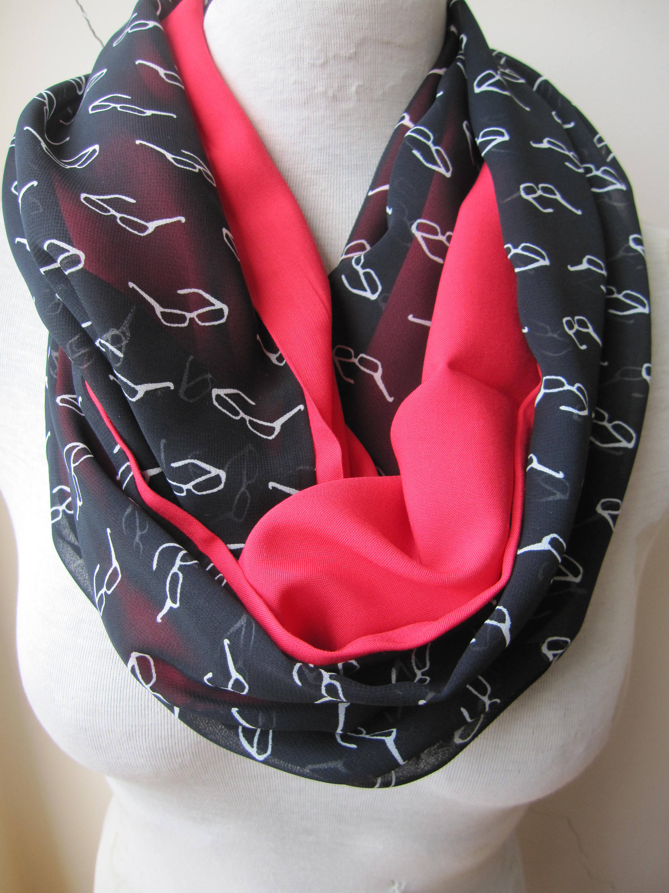 Eyeglasses Pattern Long Scarf Eyeglass Infinity Geeky Scarf - Etsy