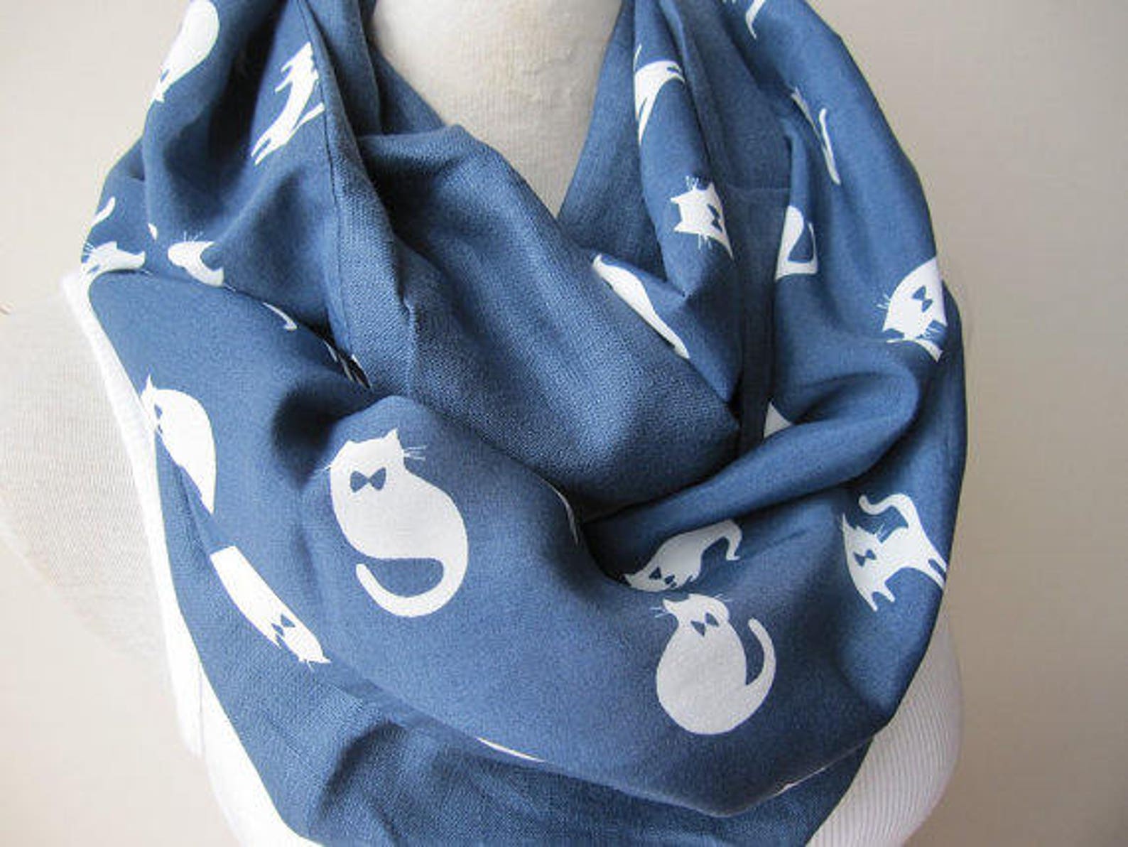 Cat Scarf-animal Scarves-men's women's Scarves-blue - Etsy