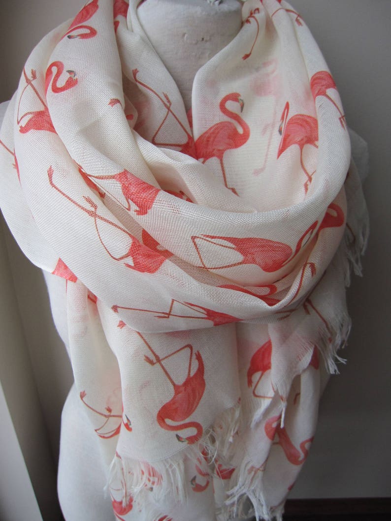 Pink Flamingo Scarf EXPRESS SHIPPING Holiday Fashion - Etsy