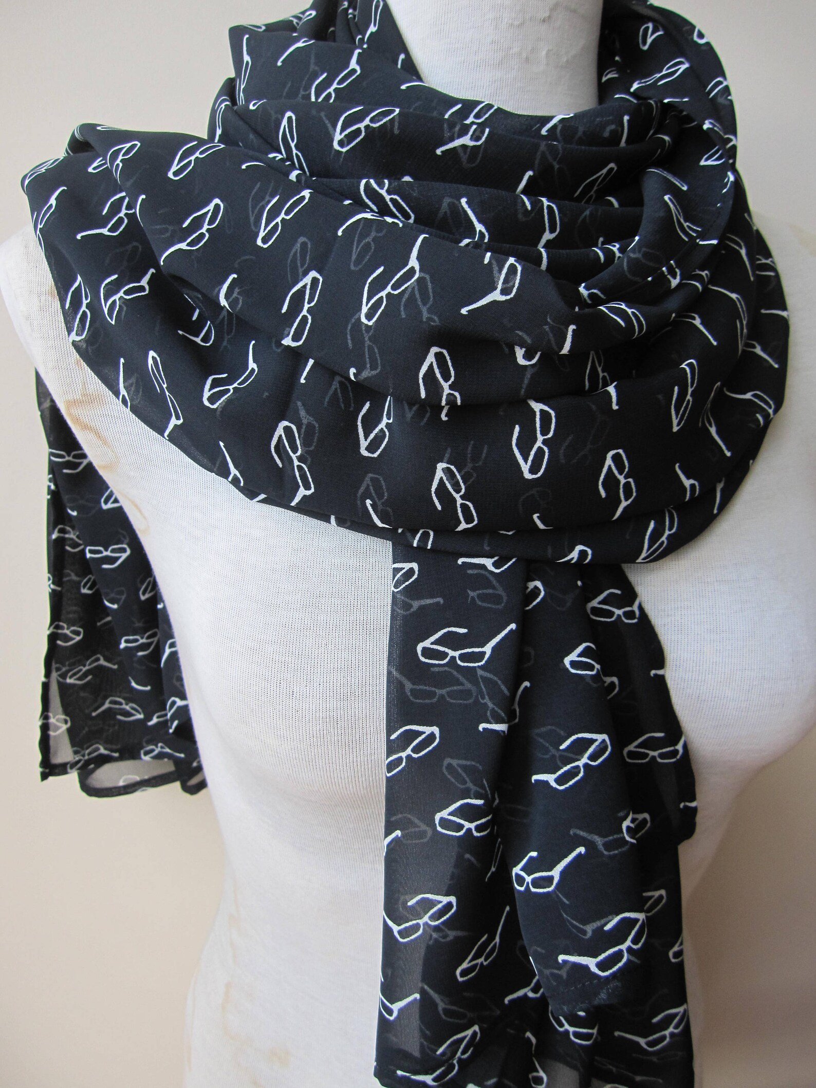 Eyeglasses Pattern Long Scarf Eyeglass Infinity Geeky Scarf - Etsy