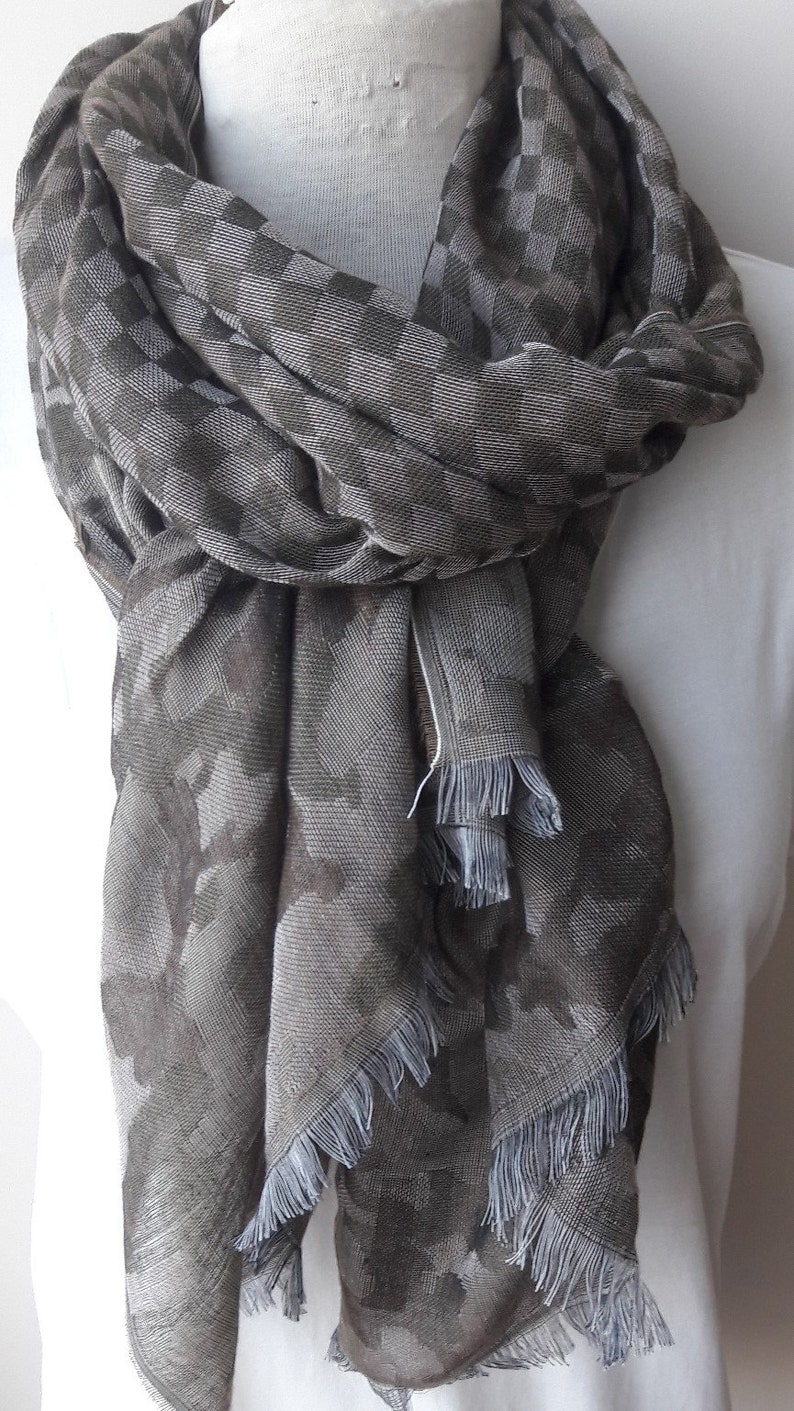 Camo Scarf, Camouflage Scarf, Plaid Scarf Gray Khaki Army Green Army ...