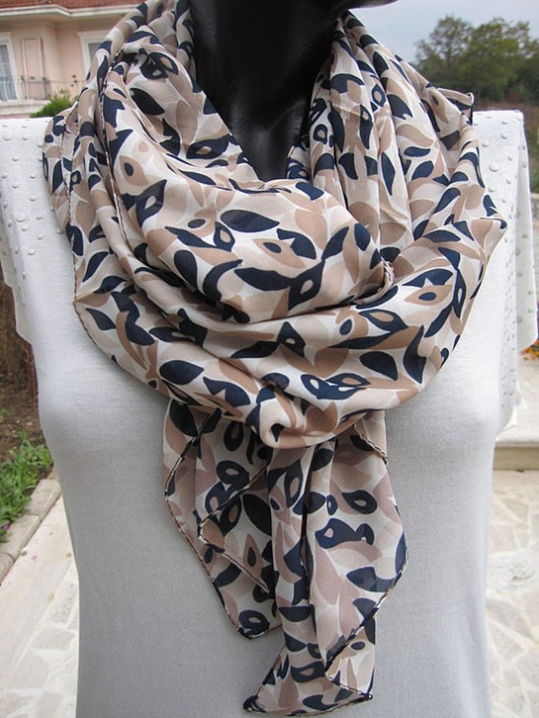 Leaf Pattern Scarf-pastel Color Women's Scarves- Fall Fashion Chiffon ...