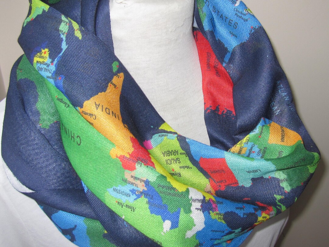 World Map Print Scarf - Book Scarf Wanderlust Travel Lover Gift for Her Him - 2025 Women-man ...