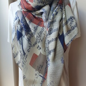 Music Scarf, Music Notes Scarf, Musical Text Print Scarf, Music Writing ...