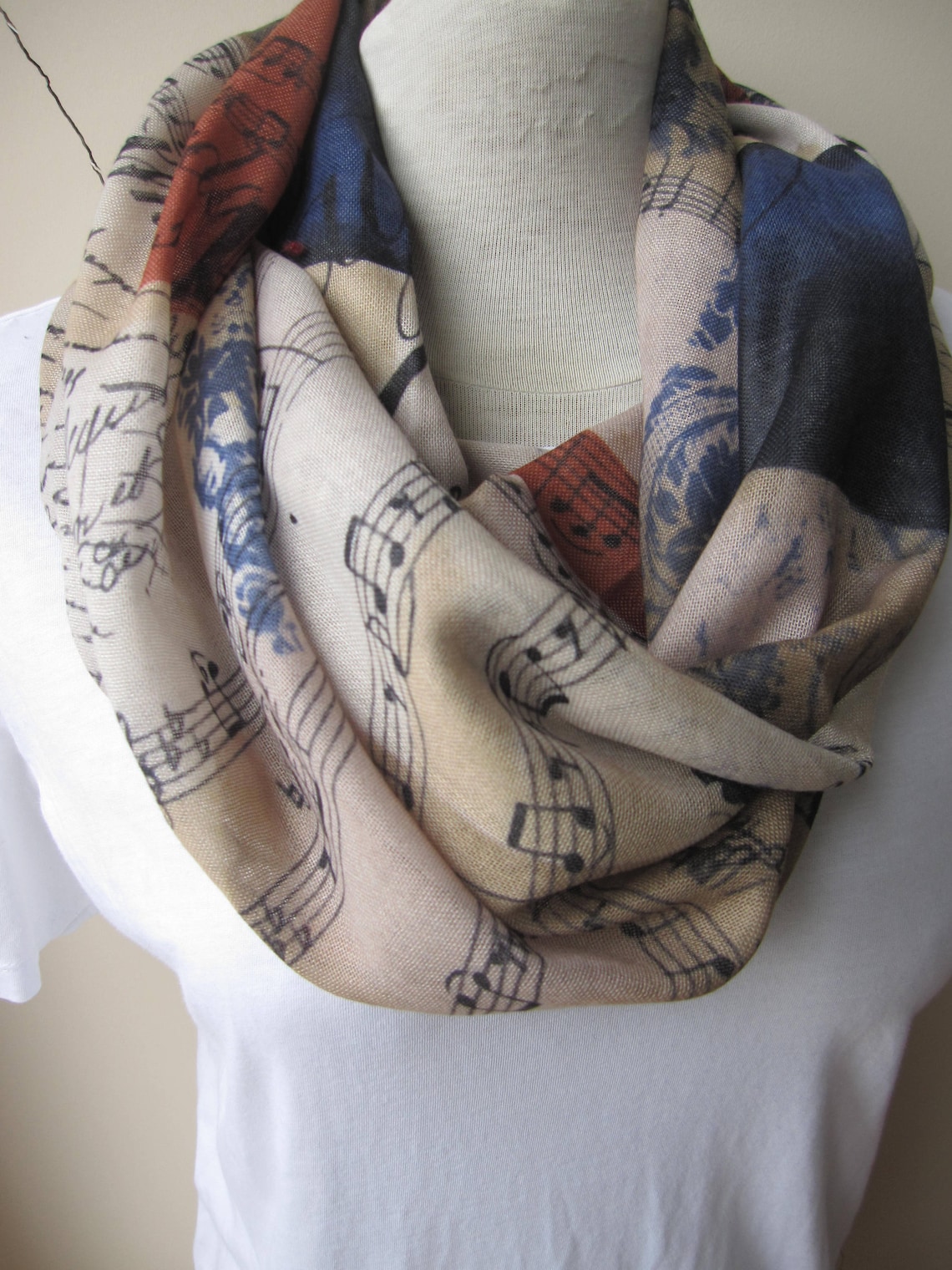 Music Scarf Music Notes Scarf Musical Text Print Scarf - Etsy