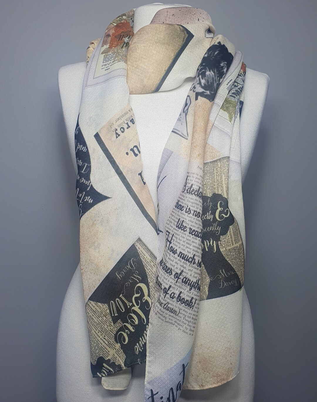 Jane Austen Qoute Scarf,pride and Prejudice Book Scarf, Gift for Her ...