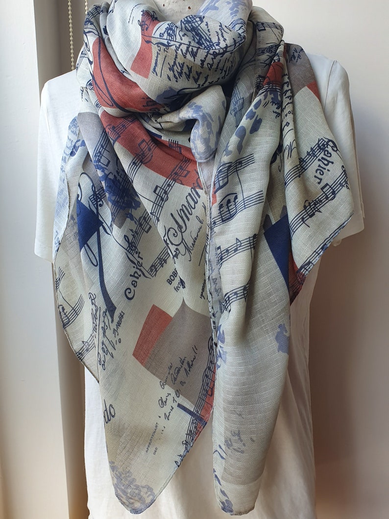 Music Scarf Music Notes Scarf Music Text Print Scarf Music - Etsy