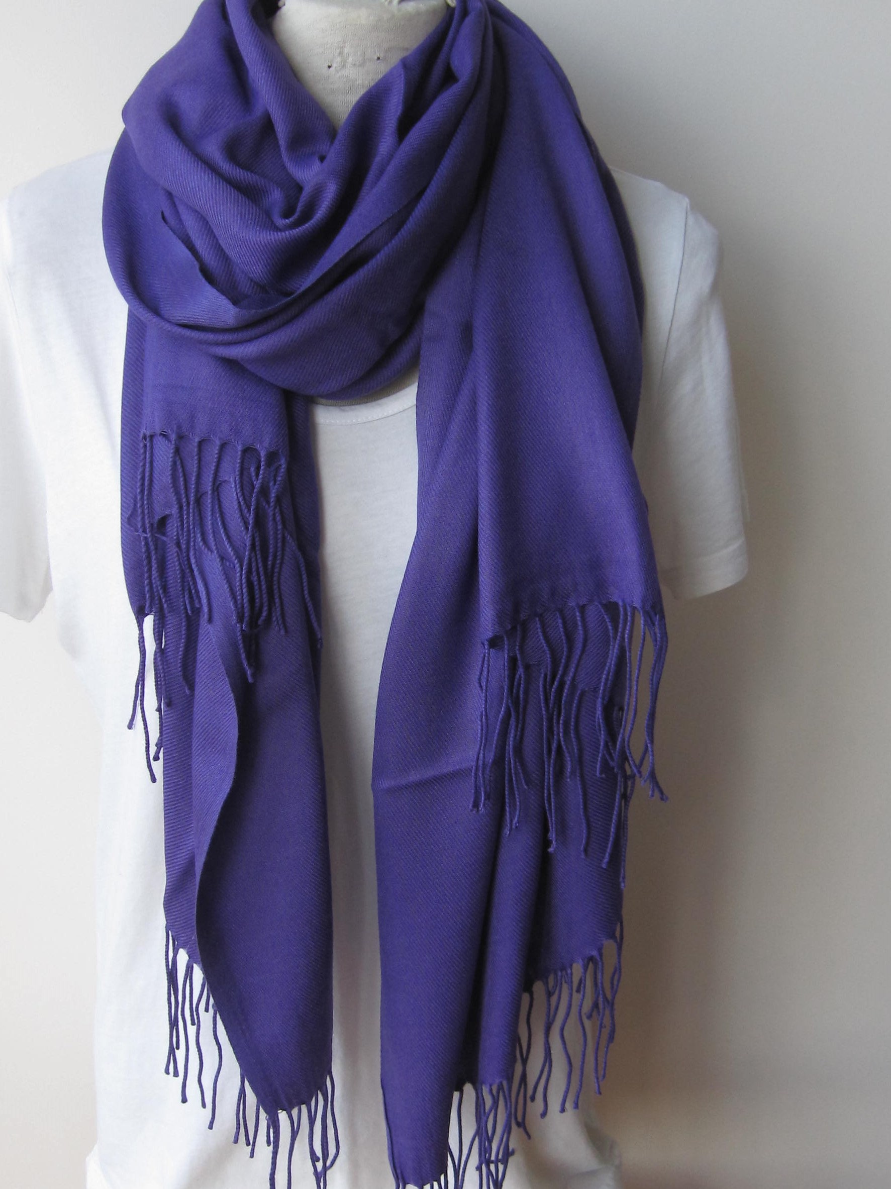 Purple Scarf Magenta Eggplant Deep Purple Pashmina Wrap Shawl Scarf ...
