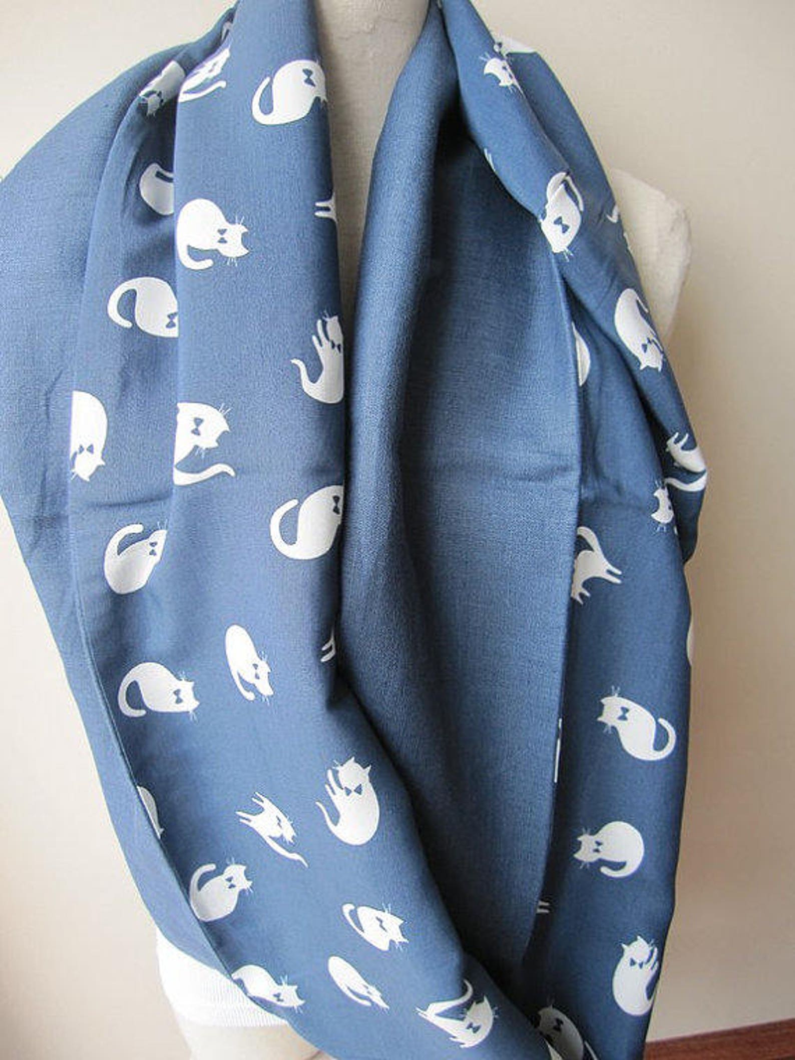Cat Scarf-animal Scarves-men's women's Scarves-blue - Etsy