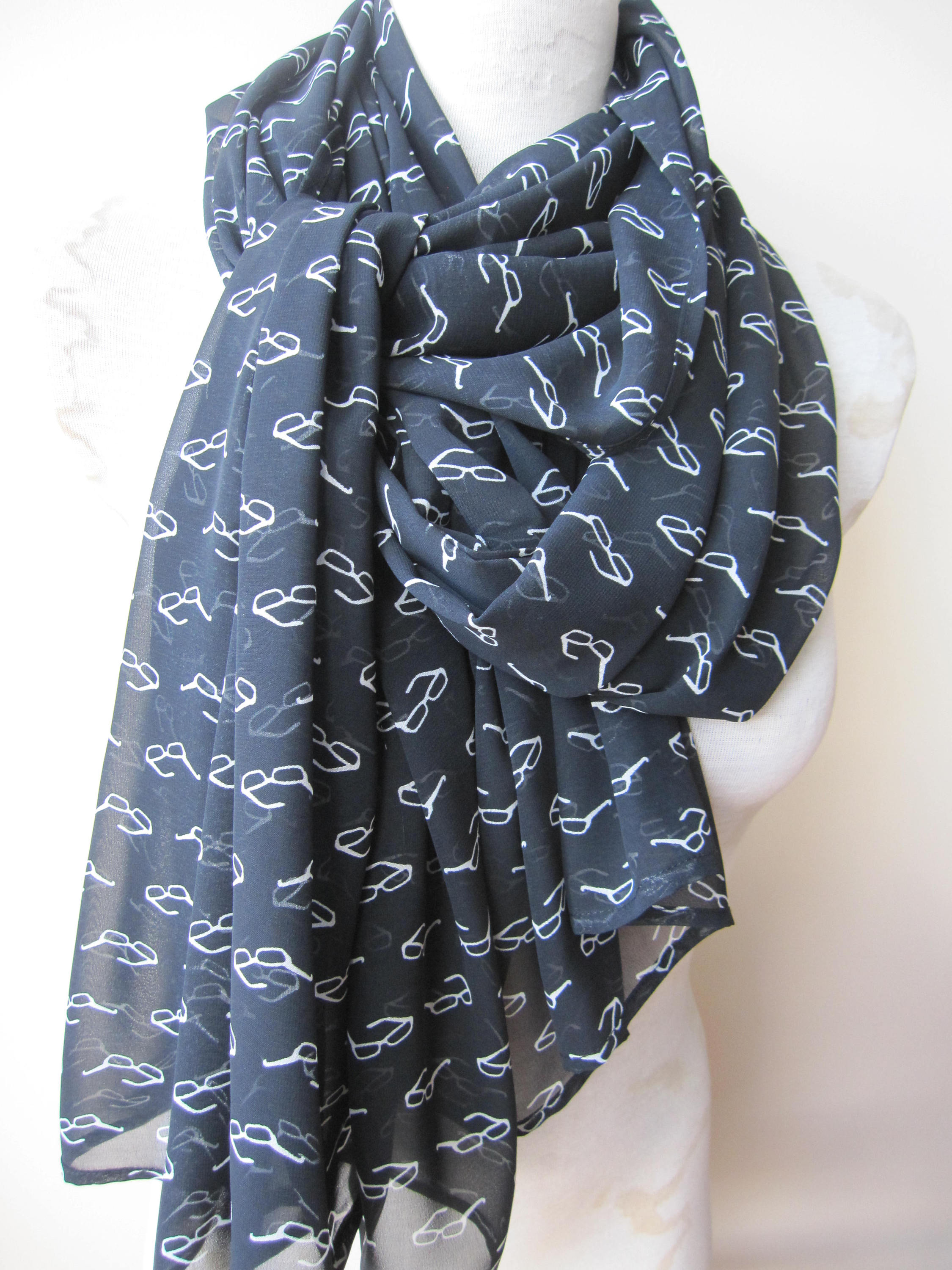 Eyeglasses Pattern Long Scarf Eyeglass Infinity Geeky Scarf - Etsy