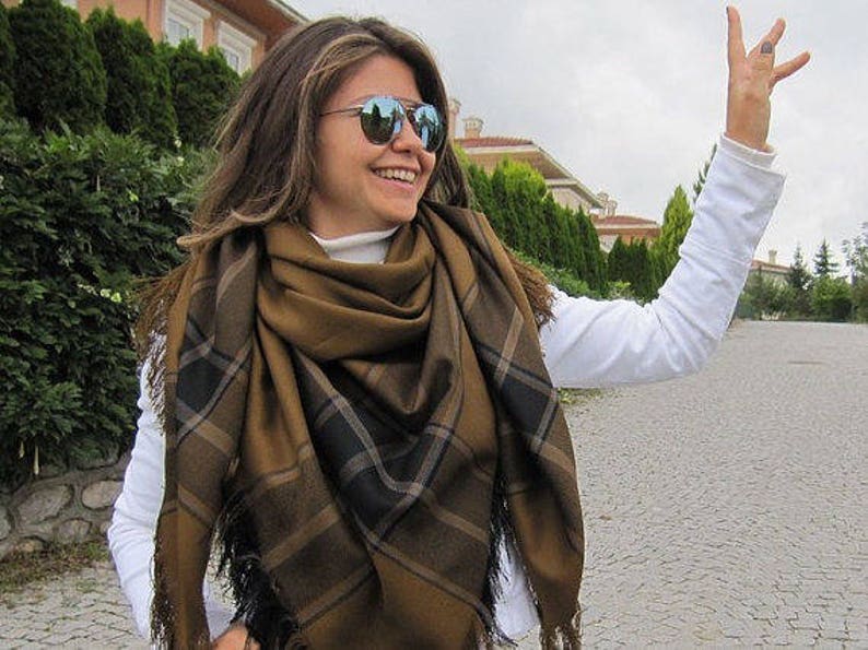 Plaid Blanket Scarf-mustard Burgundy Red Mink Blue Tartan Plaid Flannel ...