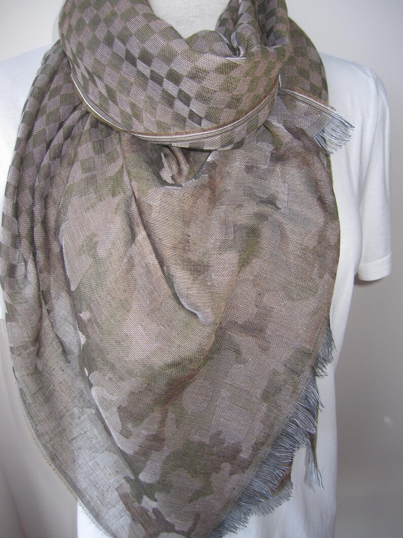Camo Scarf, Camouflage Scarf, Plaid Scarf Gray Khaki Army Green Army ...