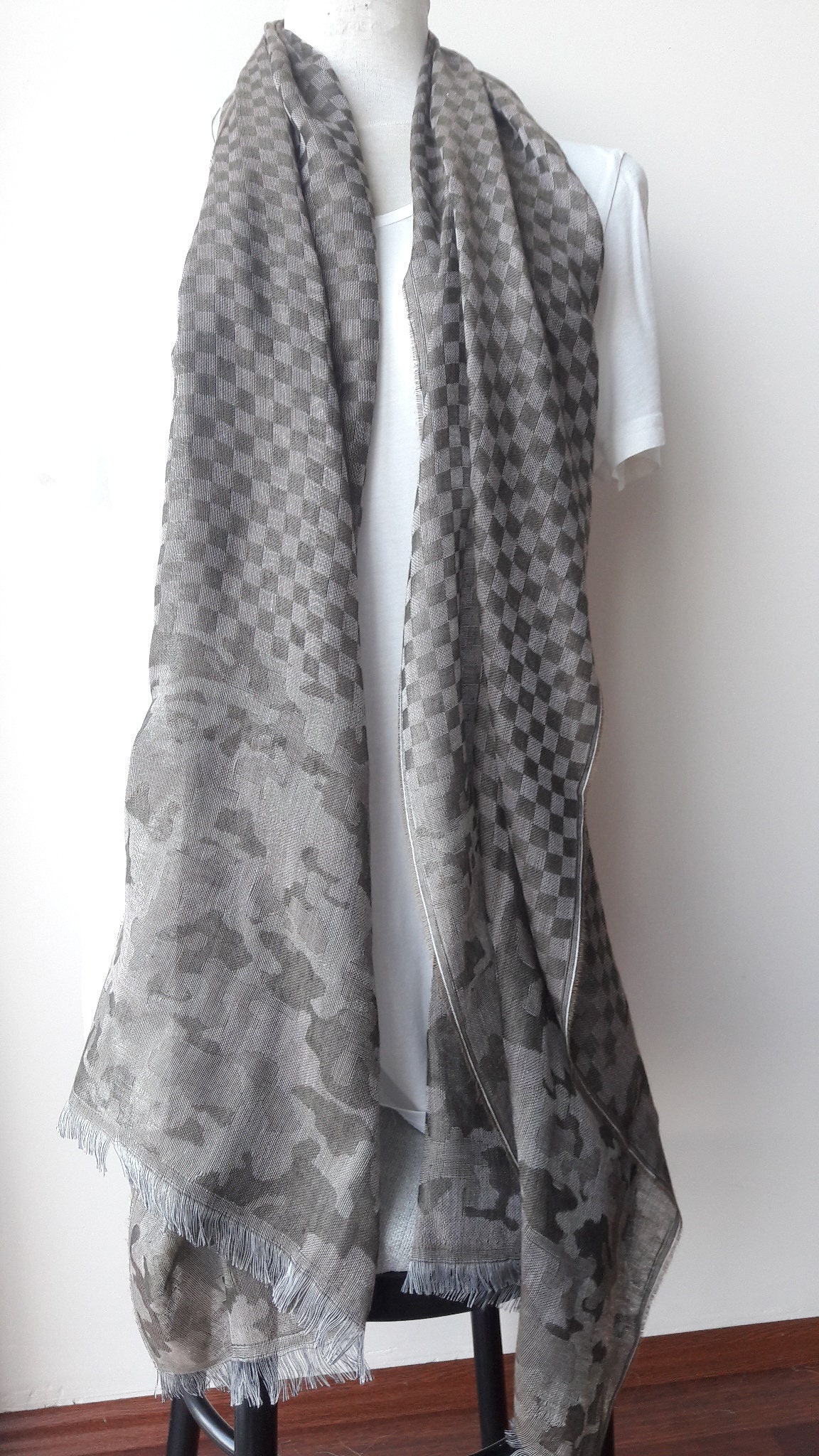 Camo Scarf Camouflage Scarf Plaid Scarf Gray Khaki Army - Etsy