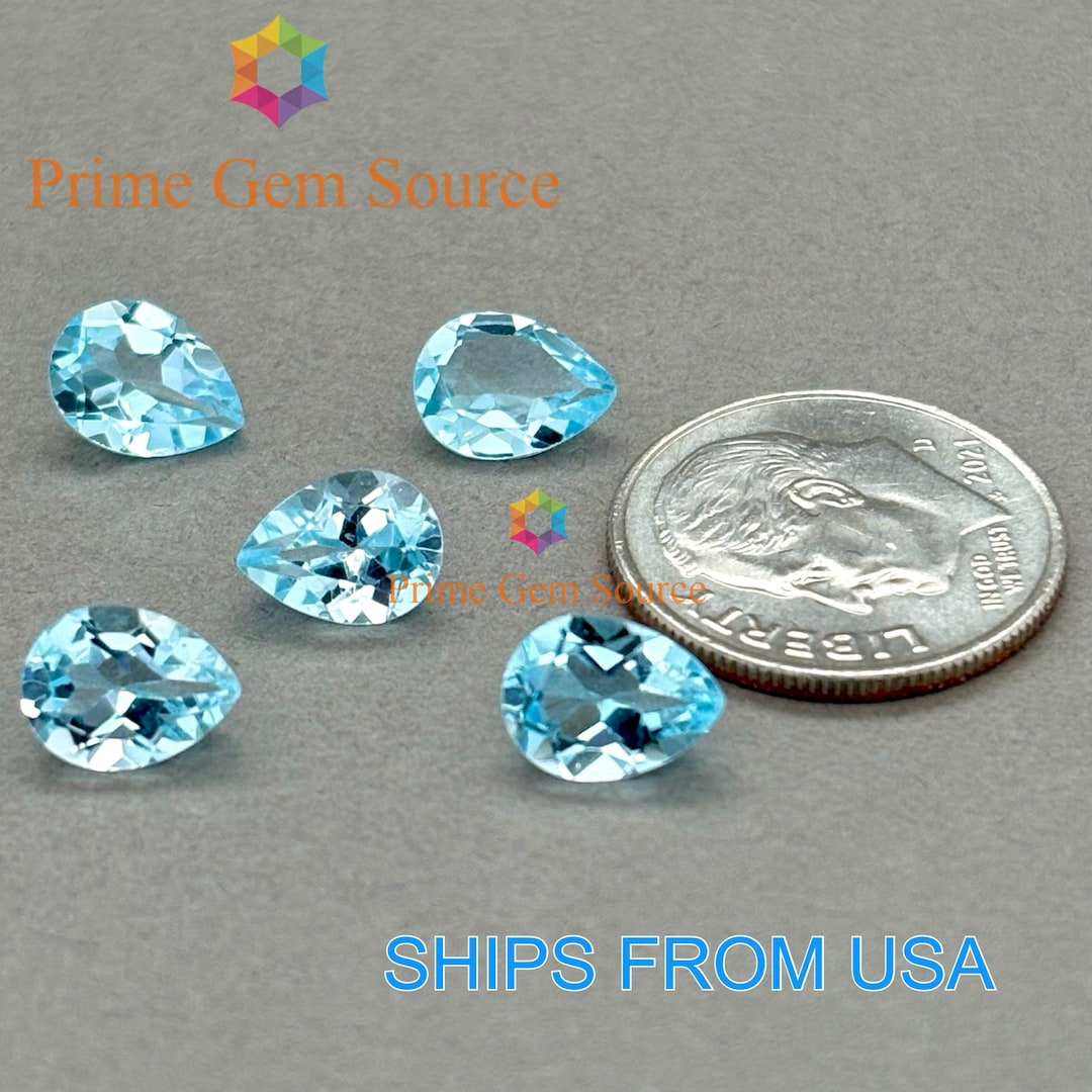 8x6mm Pear Sky Blue Topaz. Natural Origin. Premium Quality - Very Good ...