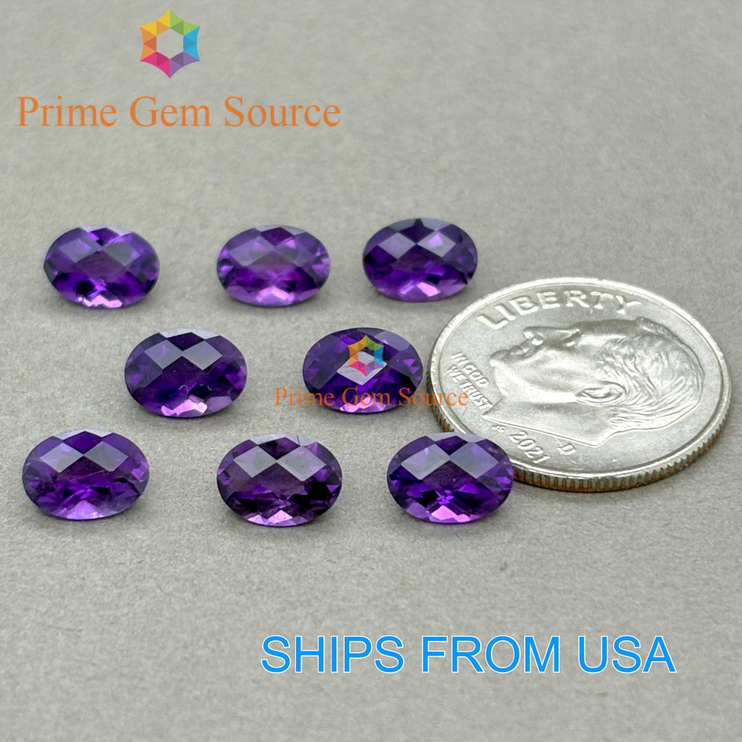 7x5mm Oval Checkerboard Purple African Amethyst. Natural Origin ...