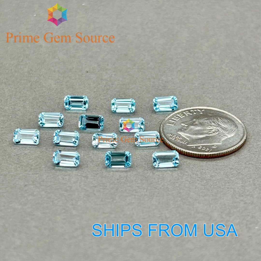 5x3mm Emerald Cut Sky Blue Topaz. Natural Origin. Premium AAA Quality ...
