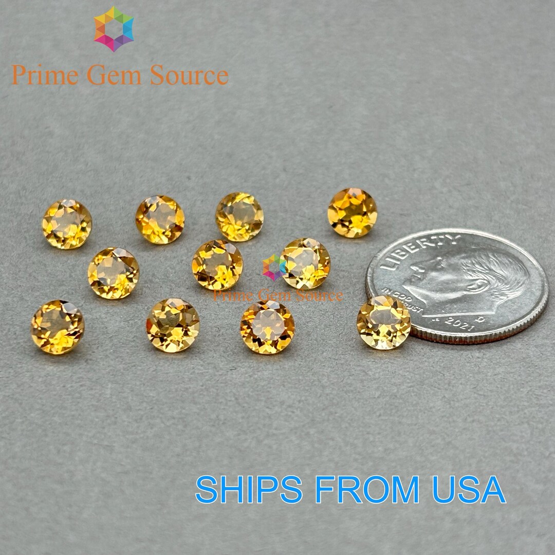5mm Round Yellow Citrine. Natural Origin. Premium AAA Quality ...