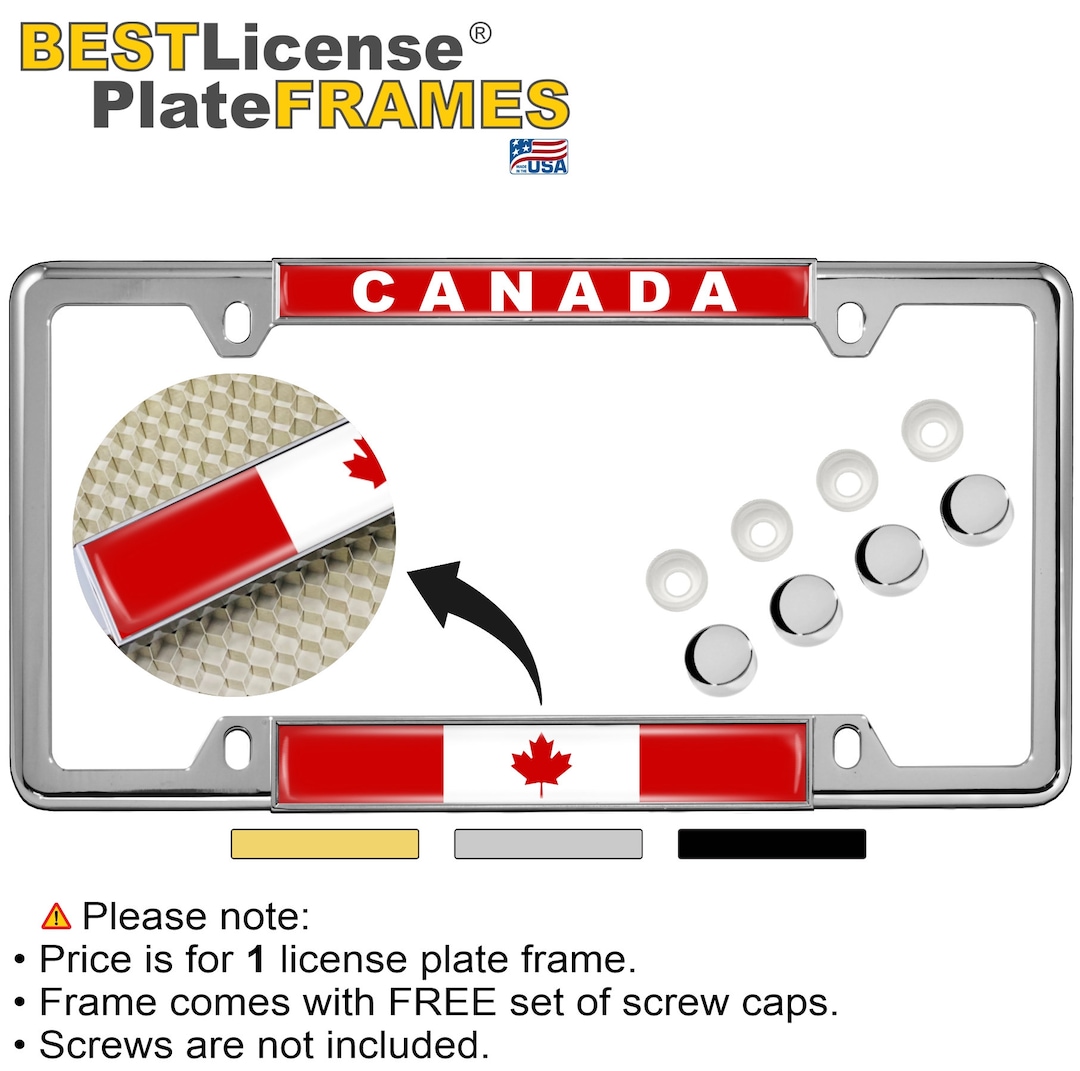 Thin Top 4 Hole Metal Car License Plate Frame With Free Caps - Canadian ...