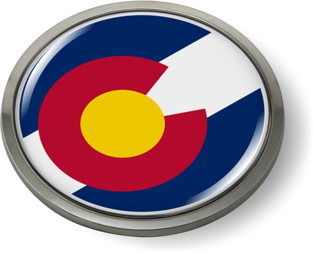 COLORADO STATE FLAG 3D Domed Emblem Badge Car Sticker Chrome Round ...