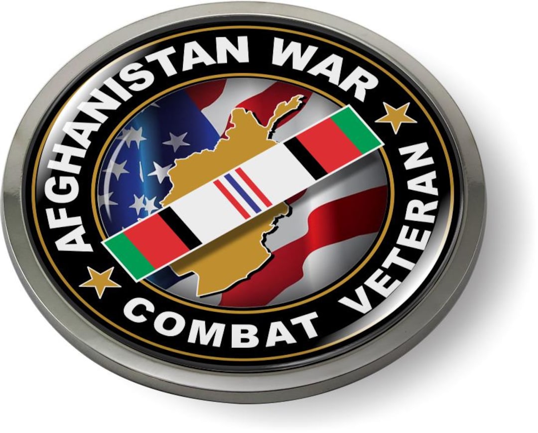 Afghanistan War Combat Veteran 3D Domed Emblem Badge Car Sticker Chrome ...