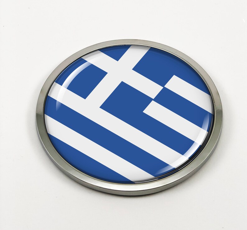 Greece FLAG Car Emblem Badge Sticker Decal w/o Chrome ROUND | Etsy