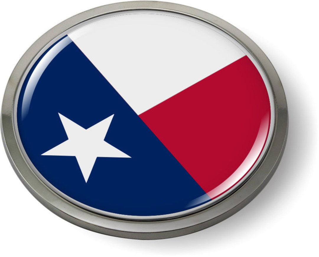 TEXAS STATE FLAG 3D Domed Emblem Badge Car Sticker Chrome Round Bezel ...